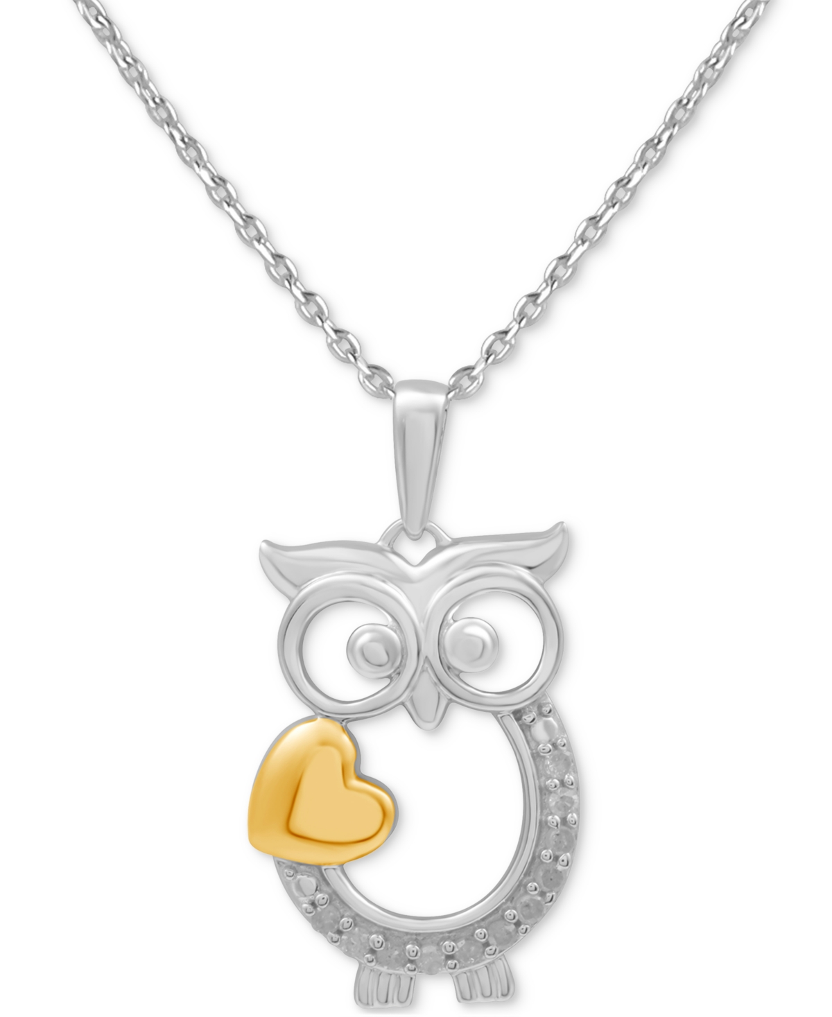 Click here for Diamond Owl Heart 18 Pendant Necklace (1/10 ct. t.... prices
