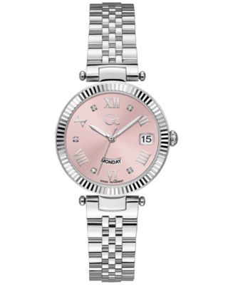 GUESS Gc Flair Women's Swiss Silver-Tone Stainless Steel Bracelet Watch ...