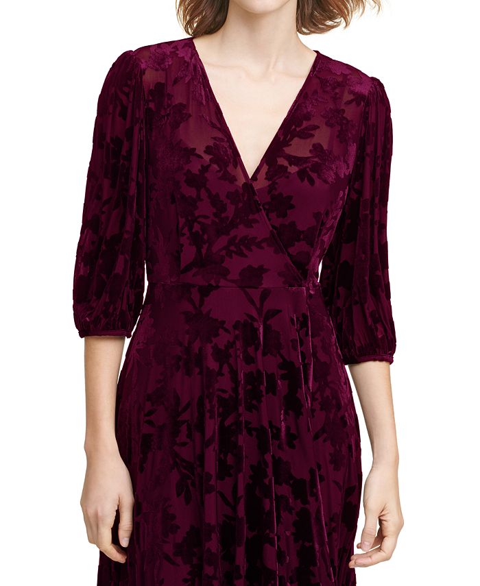 Calvin Klein Velvet Faux-Wrap Dress & Reviews - Dresses - Women - Macy's