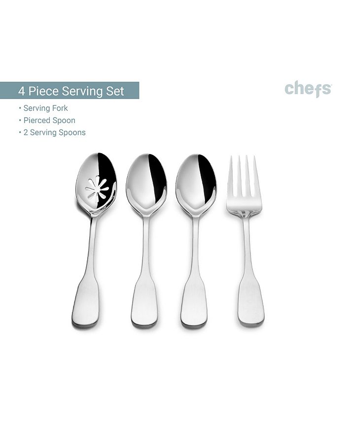 Chefs Toulon Satin 18/10 Stainless Steel 44 Piece Flatware Set, Service ...