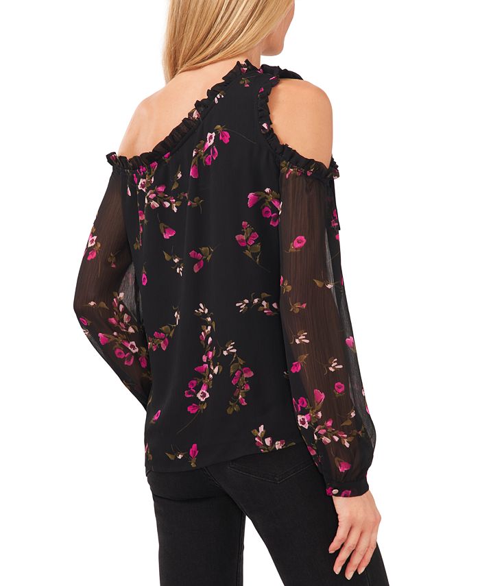Cece Womens Cold Shoulder Bow Blouse Macys