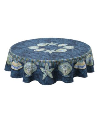 Laural Home Embellished Shells 70" Round Tablecloth - Macy's