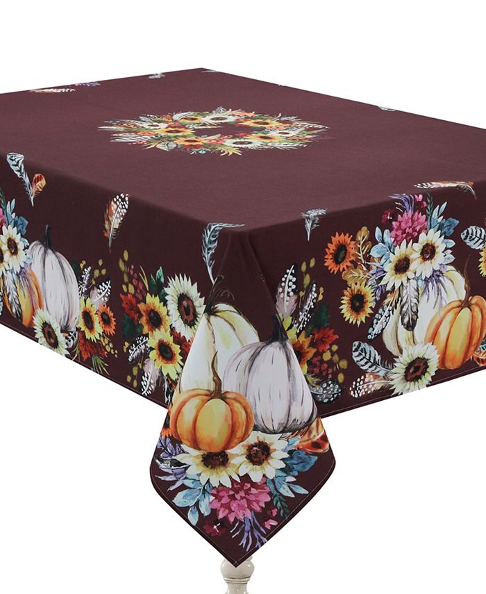 Laural Home Fall Feathers Tablecloth, 70" x 144" - Macy's