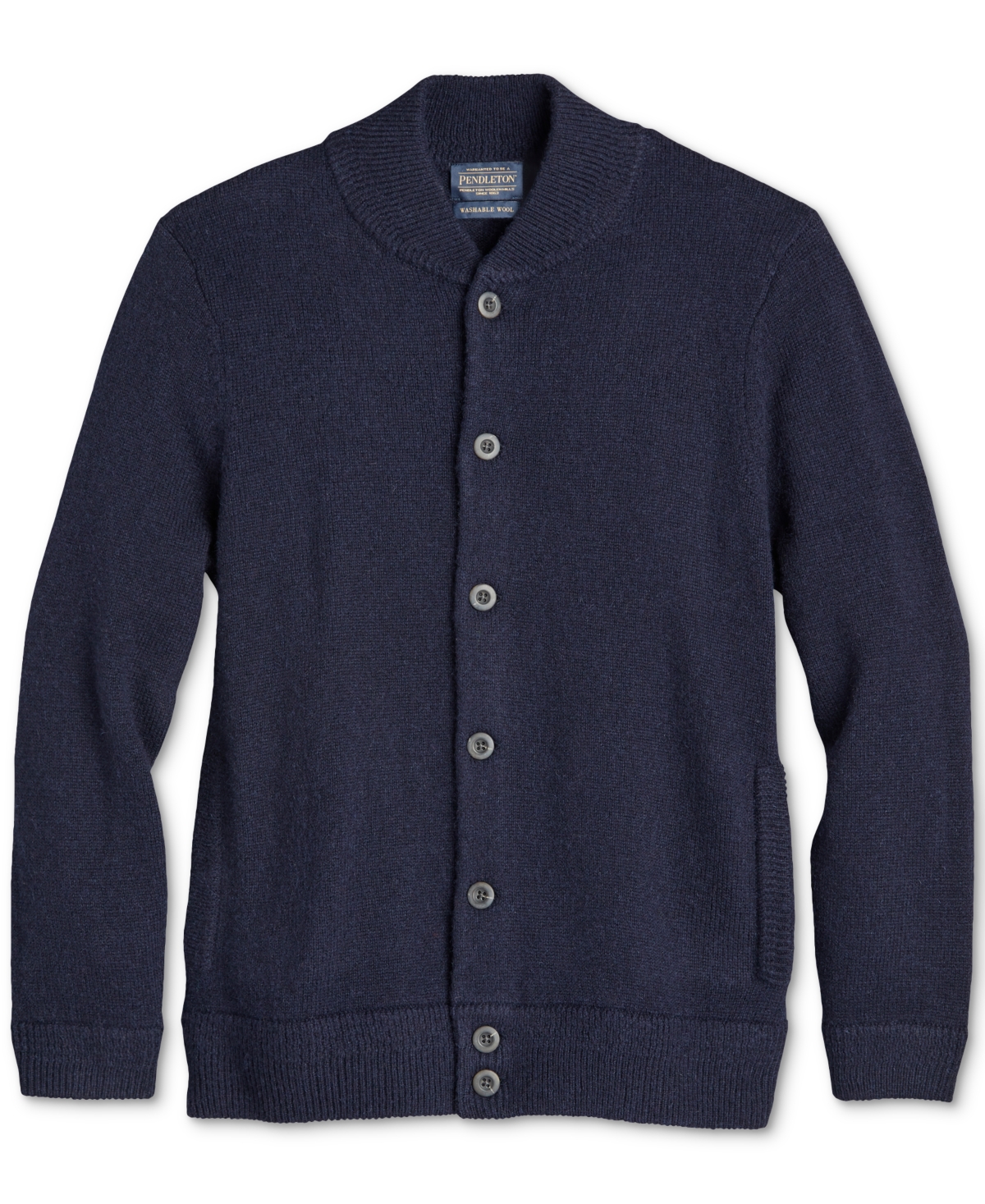 Pendleton Mens Shetland Cardigan In Navy | ModeSens