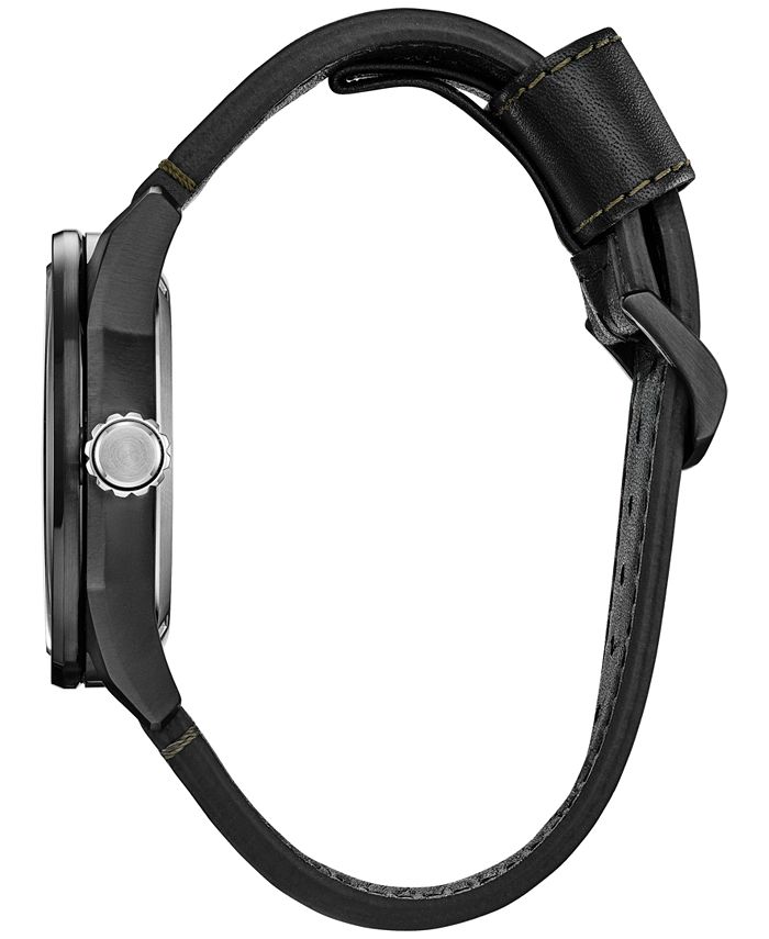 Citizen Eco-Drive Men's Avion Weekender Black Leather Strap Watch 45mm ...