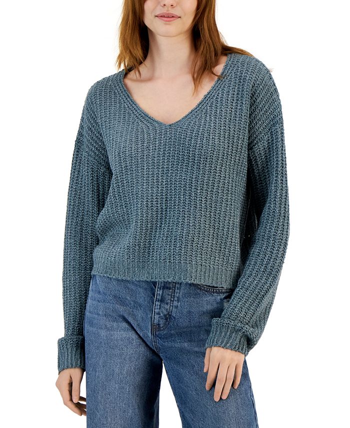 Hooked Up by IOT Juniors' Drop-Shoulder V-Neck Sweater & Reviews ...