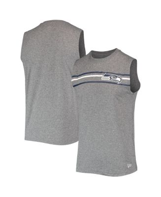 Men's New Era Heathered Gray Seattle Seahawks Brushed Sleeveless Tank ...