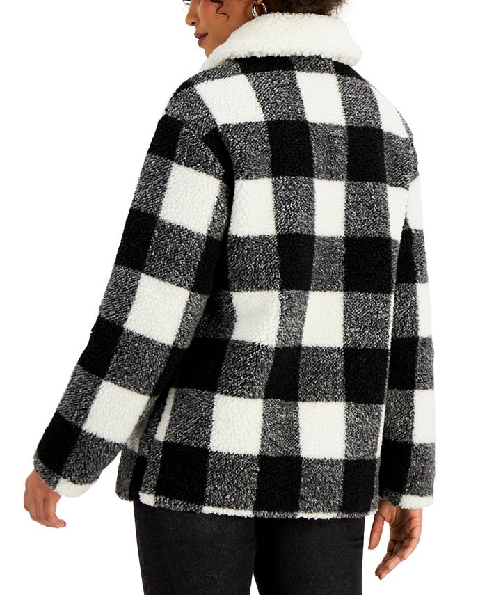 Sebby Juniors' Reversible Plaid Fleece Teddy Coat, Created for Macy's ...