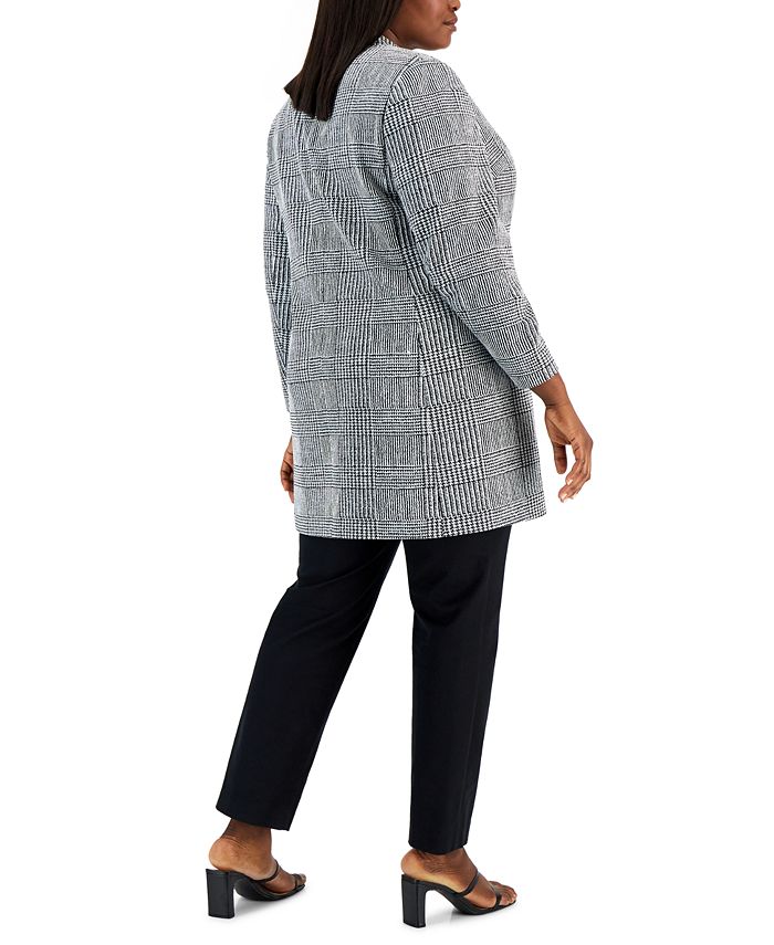 Kasper Plus Size Houndstooth Plaid Two Button Longline Blazer Macys