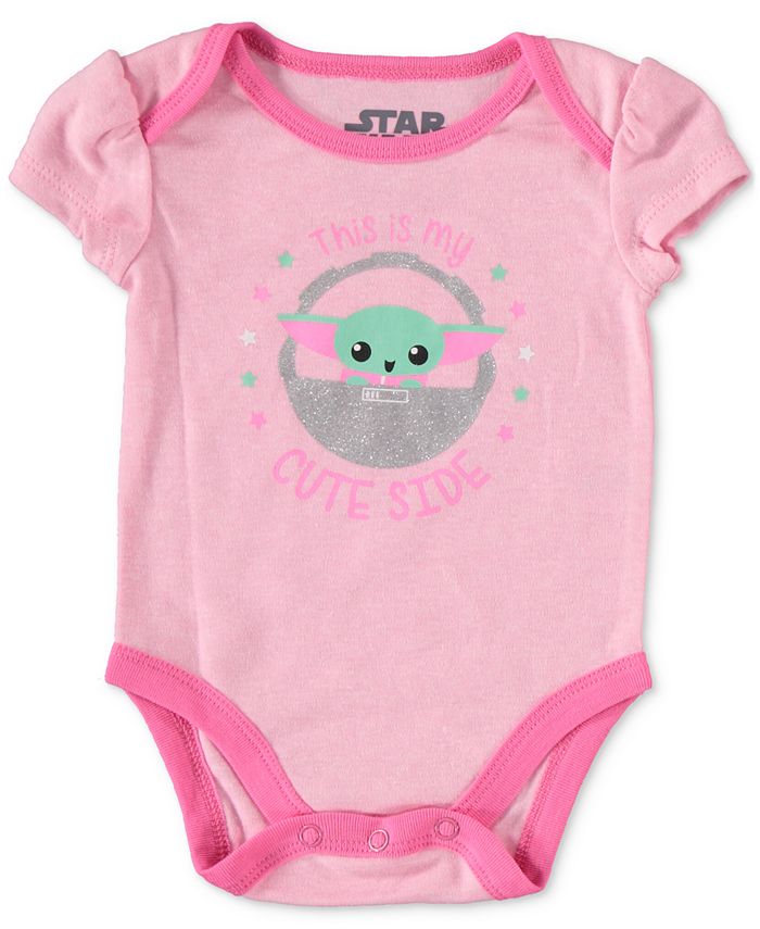 Happy Threads Baby Girls Yoda Envelope Shoulder Creepers Bodysuit, Pack ...