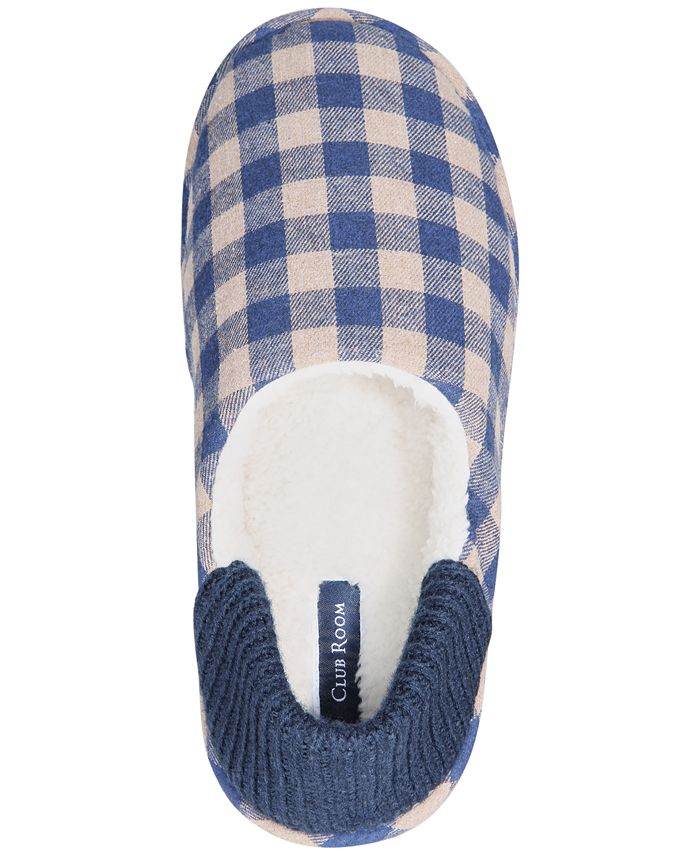 Club Room Men's Gingham Convertible Mule Slipper, Created for Macy's ...