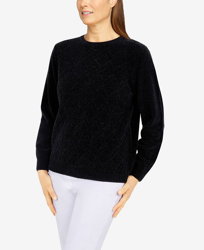 Alfred Dunner Petite Size Classics Chenille Cable Stitch Sweater ...