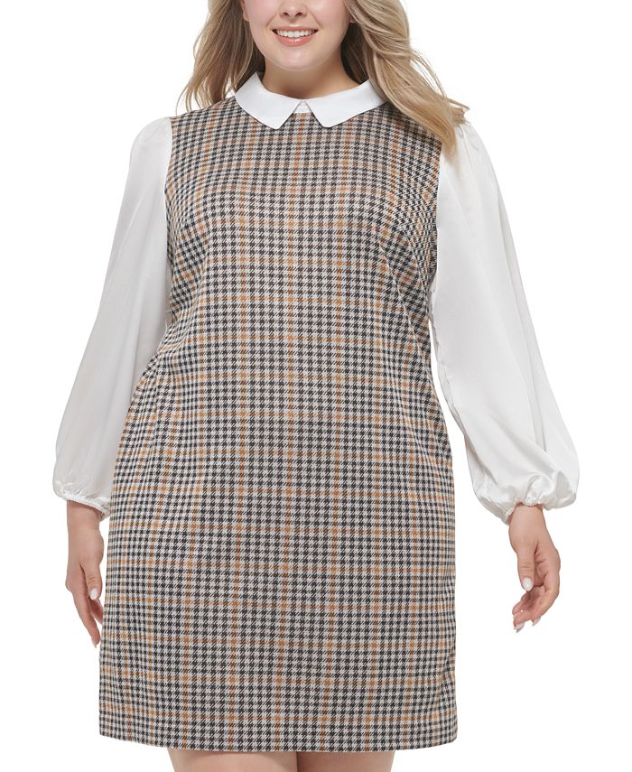 Tommy Hilfiger Plus Size Plaid Collared Shift Dress - Macy's