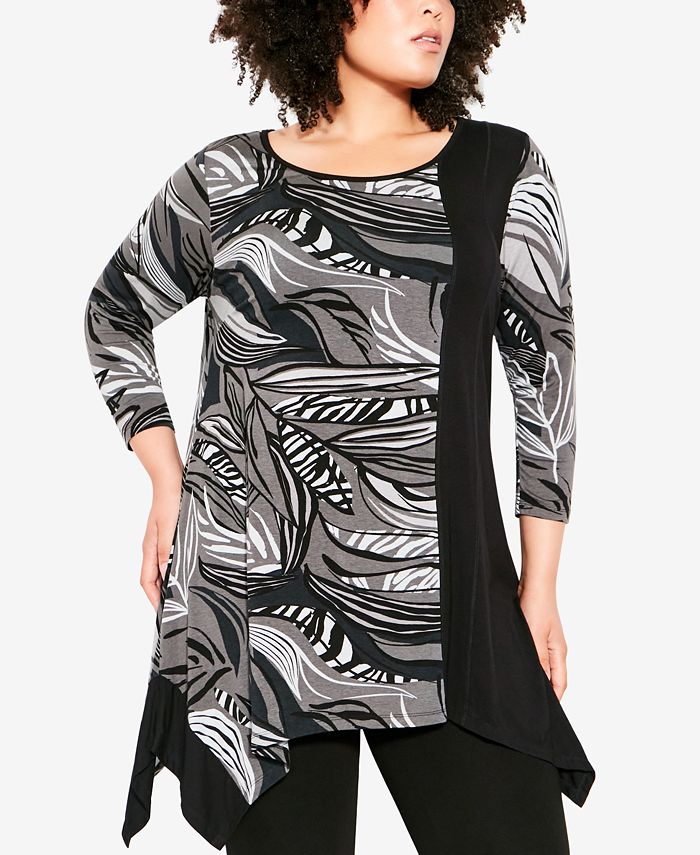 Avenue Plus Size Fauna Spliced Tunic Top Macys