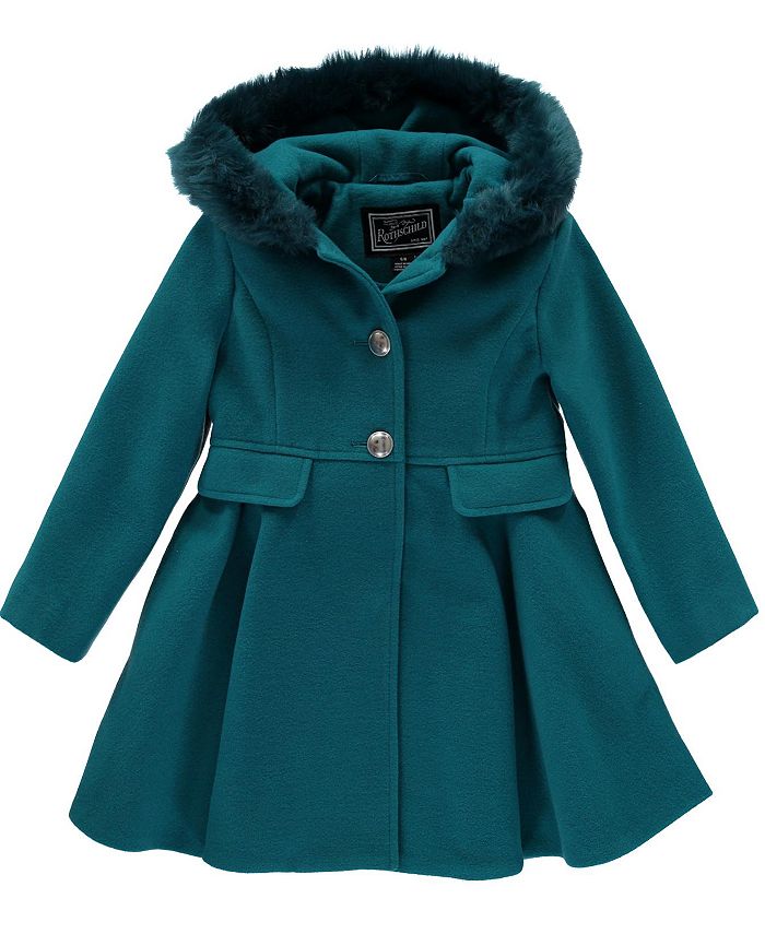 S Rothschild & CO Little Girls Hooded Faux Fur Trim Coat - Macy's