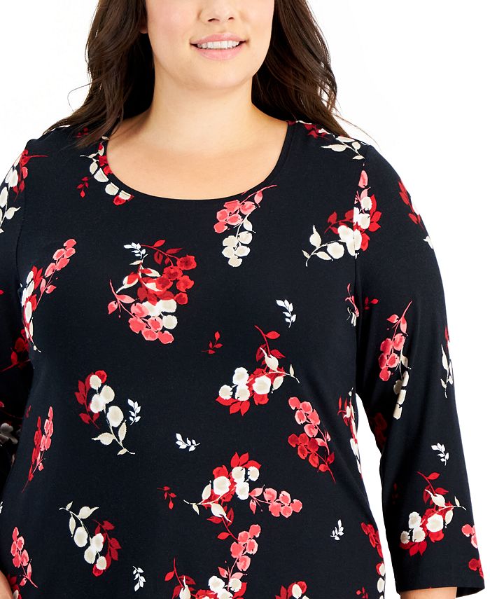 JM Collection Plus Size Printed Top, Created for Macy's & Reviews ...