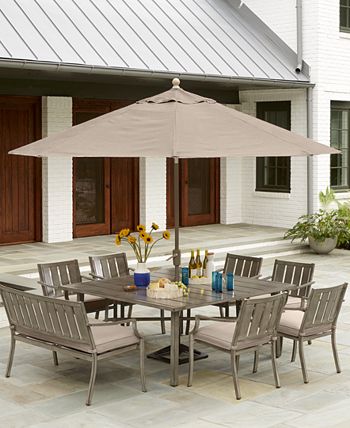 Agio Wayland Outdoor Aluminum 9-Pc. Dining Set (64" Square Dining Table ...