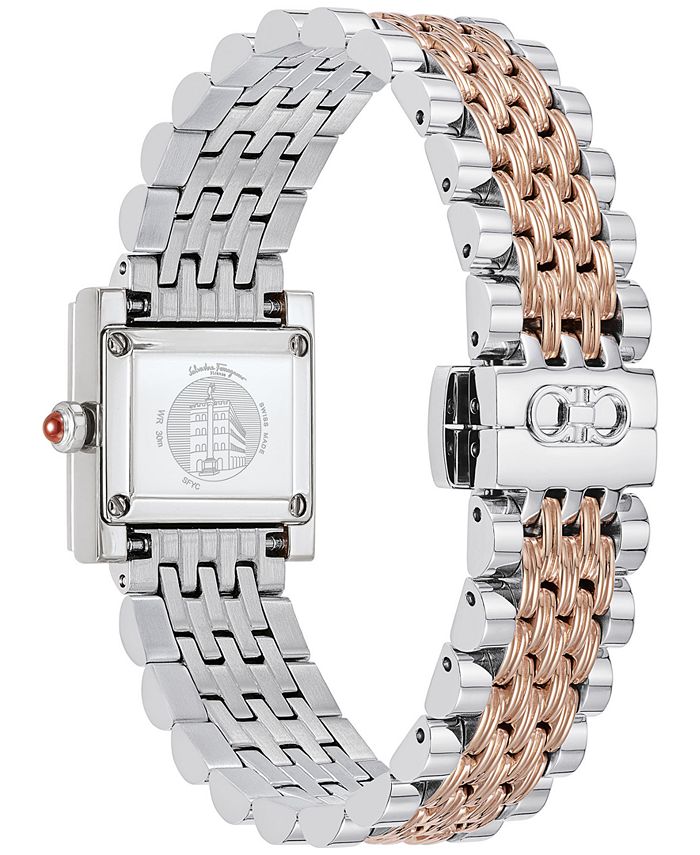 Ferragamo Salvatore Women's Swiss Square Two Tone Stainless Steel ...