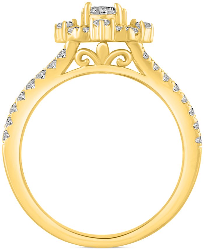 Macy's Diamond Cluster Openwork Vintage-Look Engagement Ring (1 ct. t.w ...