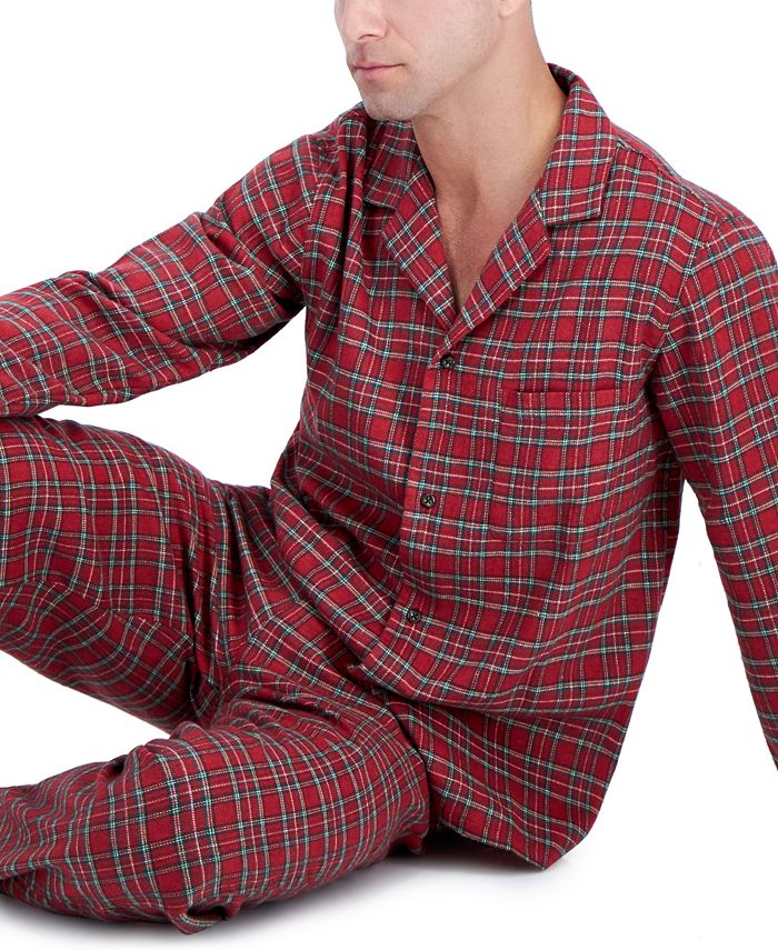 Club Room Men's Stewart Plaid Flannel Pajama Set, Created for Macy's ...