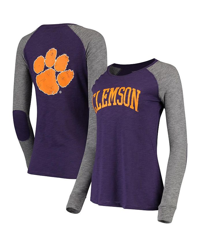 Boxercraft Women's Purple and Gray Clemson Tigers Preppy Elbow Patch 2 ...