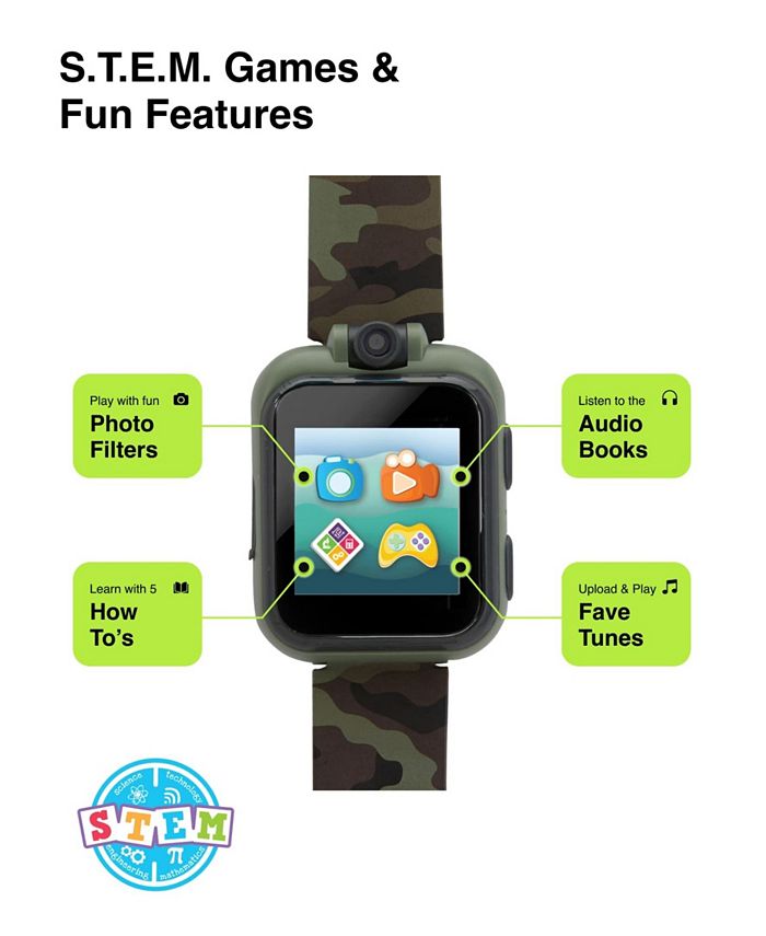 Playzoom Kid's Dark Green Camo Prints Silicone Strap Touchscreen Smart ...