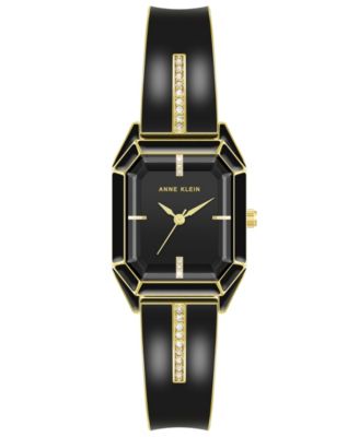 Anne Klein Women's Analog Gold-Tone Alloy with Black Enamel Bangle ...