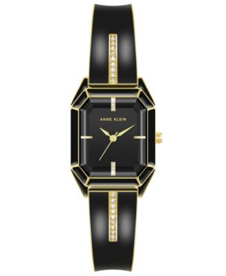 Anne Klein Women's Analog Gold-Tone Alloy with Black Enamel Bangle ...