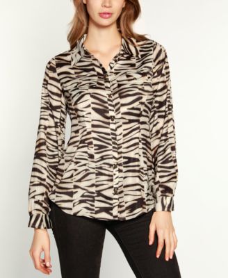 Belldini Women's Black Label Printed Button-Front Top - Macy's