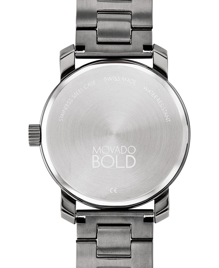 Movado Men's Swiss Bold Access Gray Ion Plated Steel Bracelet Watch ...