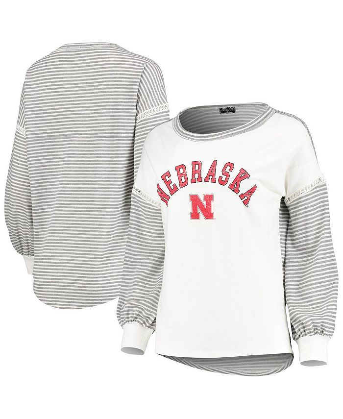 Gameday Couture Women's White Nebraska Huskers Line It Up Striped ...