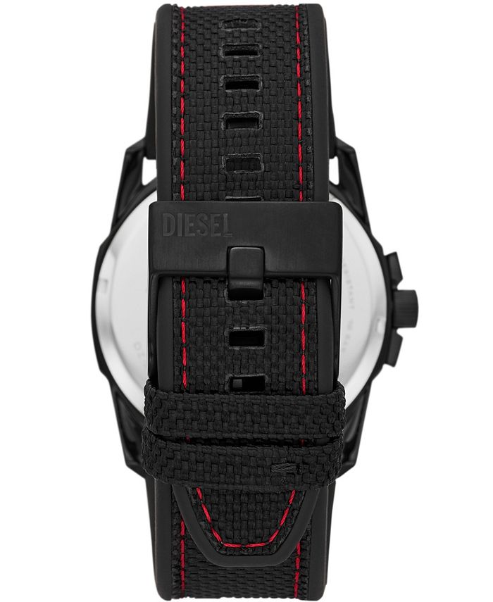 Diesel Men's Master Chief Three-Hand Date Black Leather, Nylon and ...