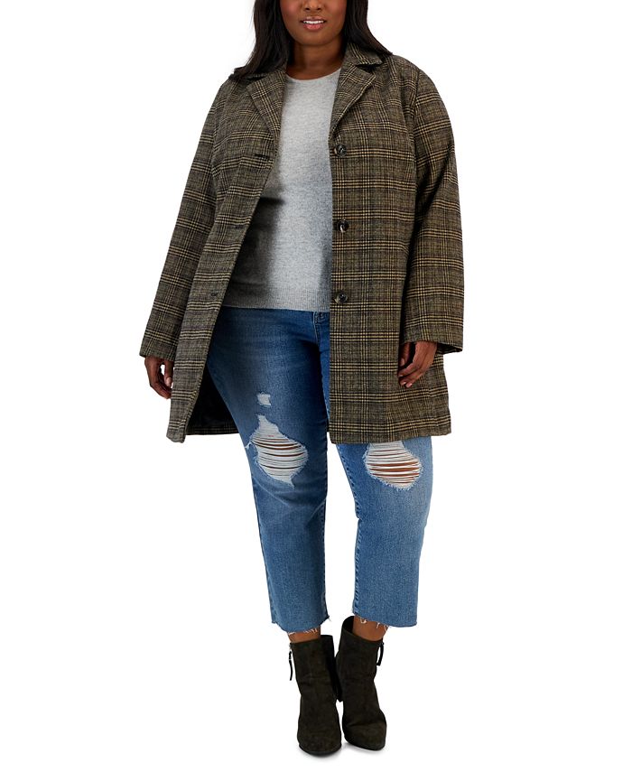 Maralyn & Me Trendy Plus Size Single-Breasted Reefer Coat & Reviews ...