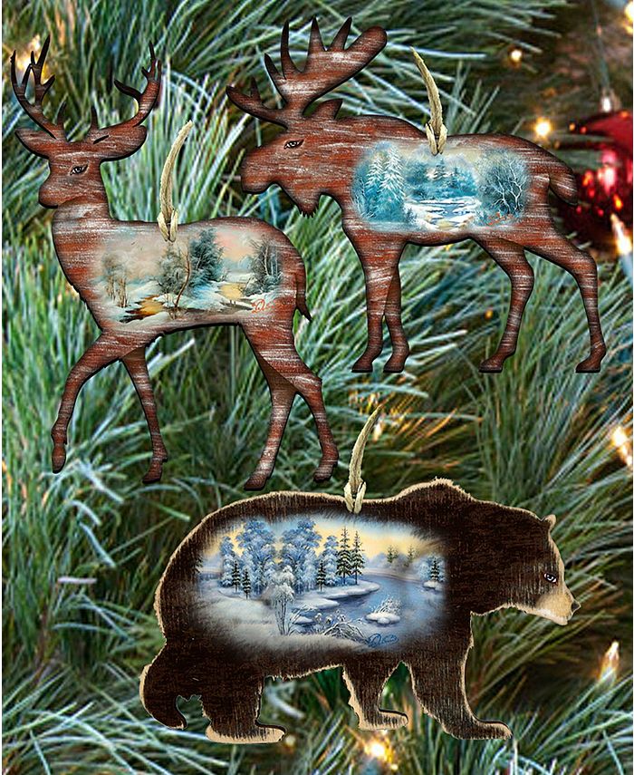 Designocracy Wilderness Holiday Ornaments, Set of 3 - Macy's
