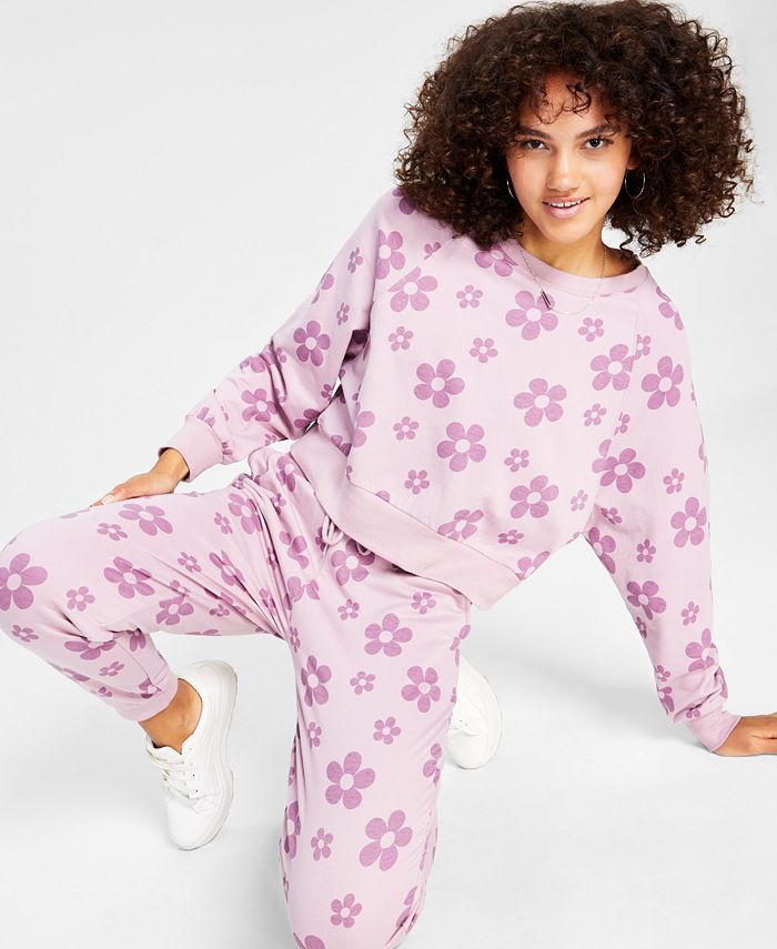Rebellious One Juniors' Floral-Print Sweatpants - Macy's