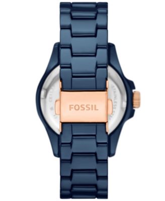 Fossil Women's Fb-01 Three-Hand Blue Ceramic Bracelet Watch, 36mm - Macy's