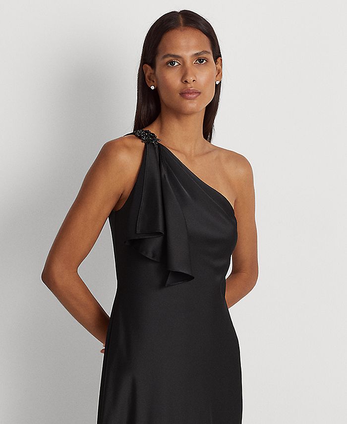 Lauren Ralph Lauren Women's Satin One-Shoulder Gown - Macy's