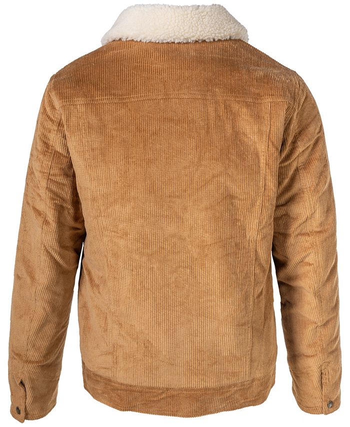 Schott NYC Men's Corduroy Zip-Up Trucker Jacket with Fleece Lining - Macy's