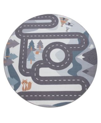 Play Mat Lino For Kids Room Non-slip Rug With Mountain Roads & Bears In ...