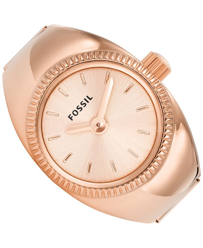 Fossil Women's Ring Watch Two-Hand Rose Gold-Tone Stainless Steel ...