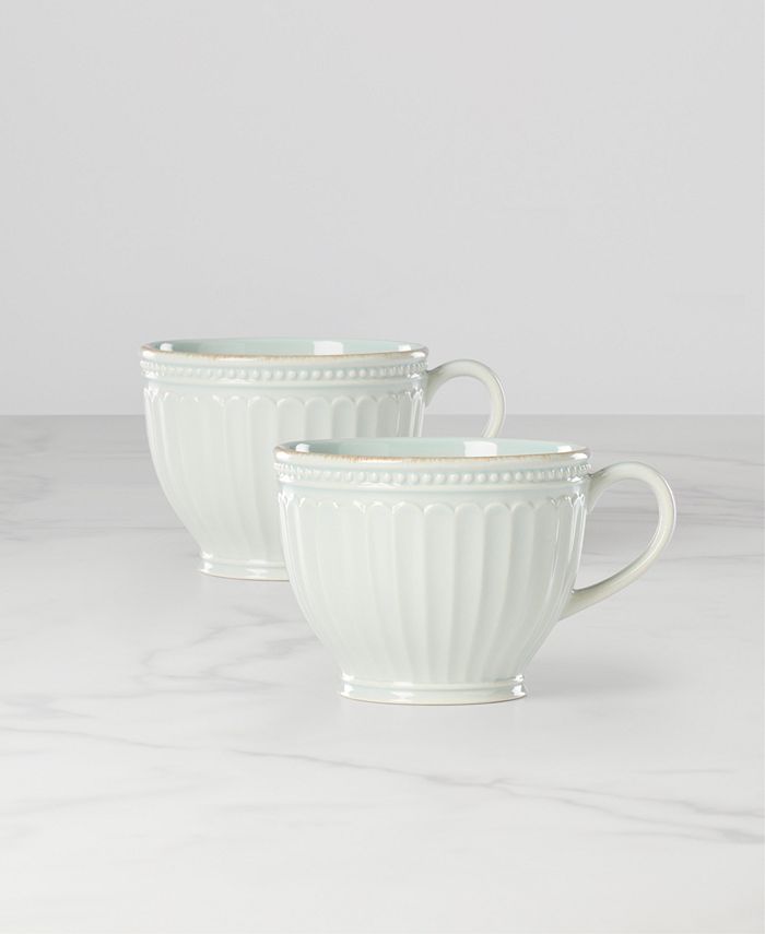 Lenox French Perle Groove Latte Mug Set, 2 Piece - Macy's