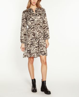 Belldini Black Label Petite Printed Tiered Hem Shirtdress - Macy's