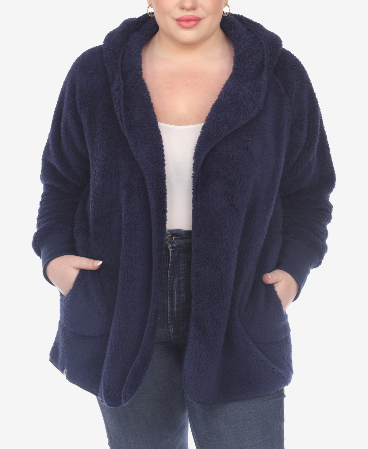 Click here for White Mark Plus Size Plush Hooded Cardigan Jacket... prices