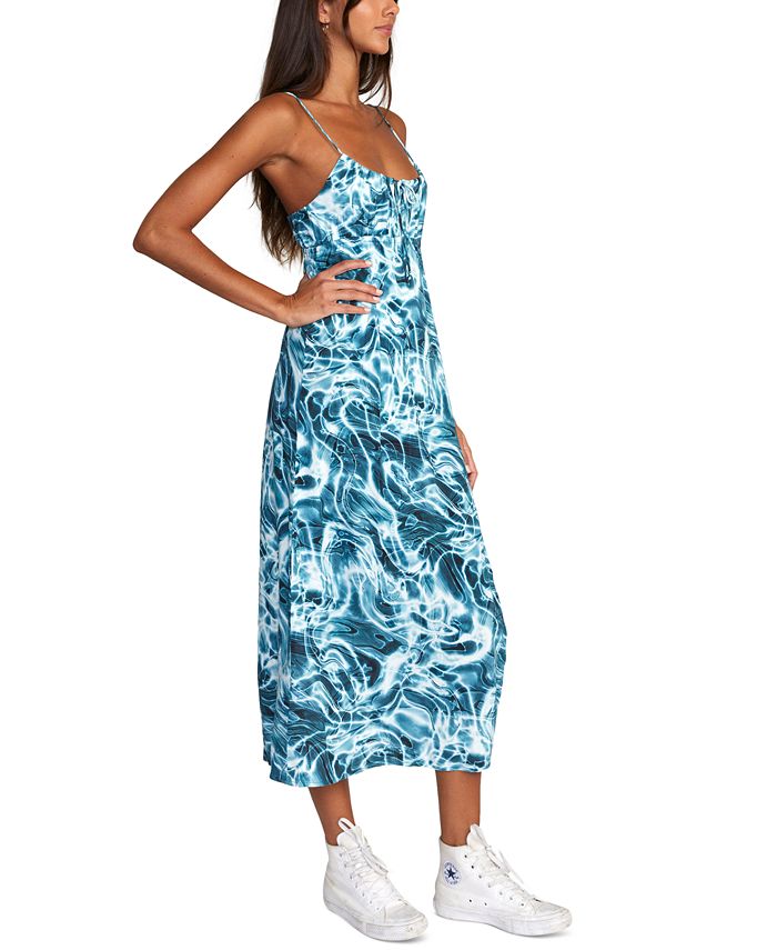 RVCA Juniors' Fluidity Wavy-Print Spaghetti-Strap Slip Dress - Macy's