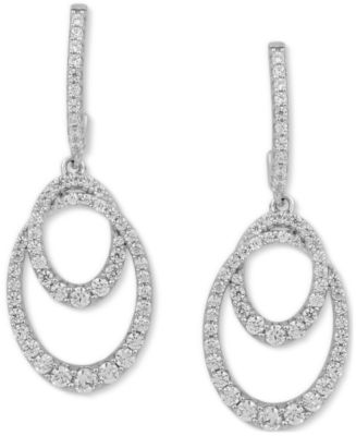 Diamond Interlocking Loop Drop Earrings (1 ct. t.w.) in 10k White Gold ...
