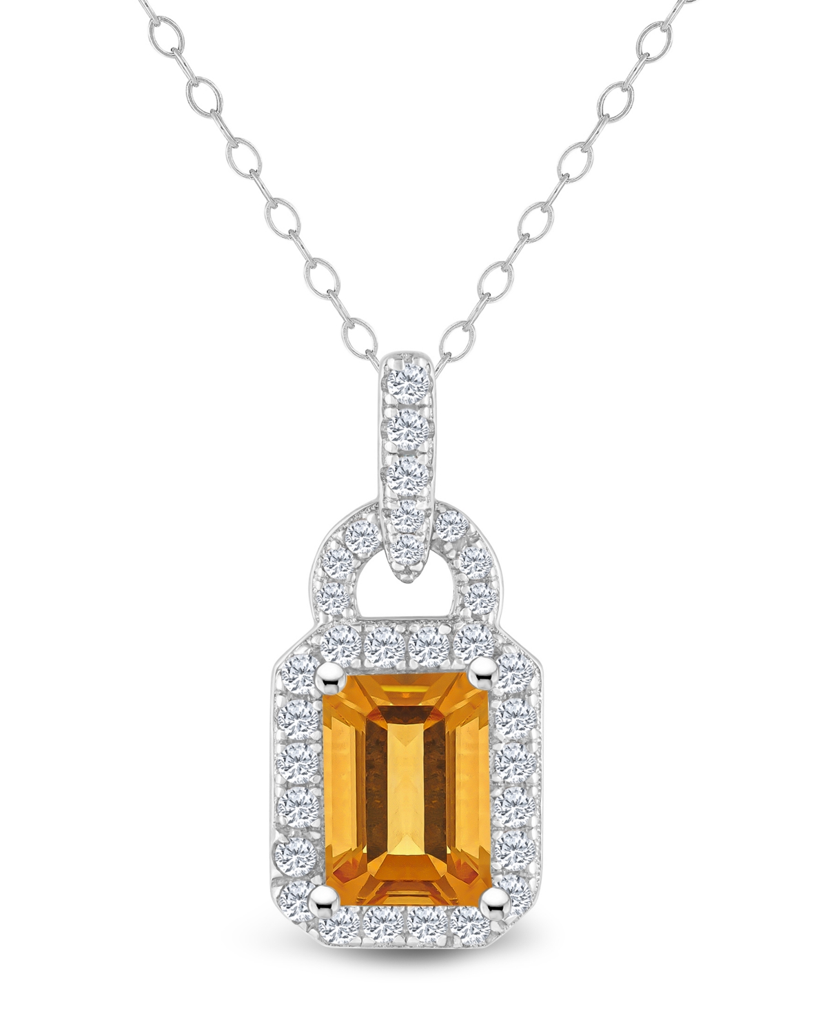 Click here for Macys Topaz (1/4 ct. t.w.) Halo Pendant Necklace i... prices