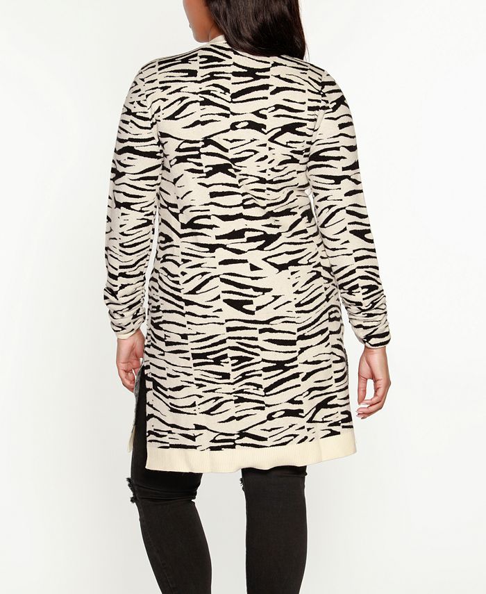 Belldini Black Label Plus Size Animal-Inspired Stripe Duster Sweater ...