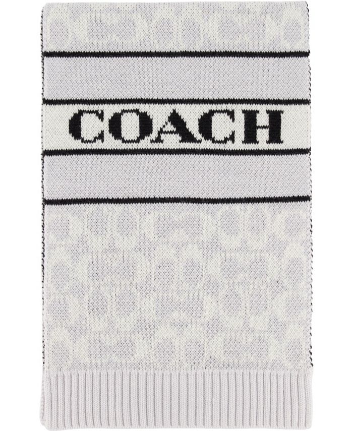 COACH Women's Signature Logo Wool-Blend Rib Knit Scarf - Macy's