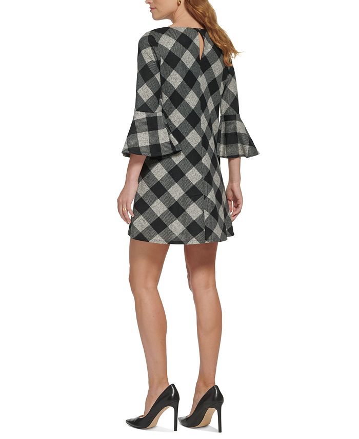 Jessica Howard Petite Plaid Bell-Sleeve Shift Dress - Macy's