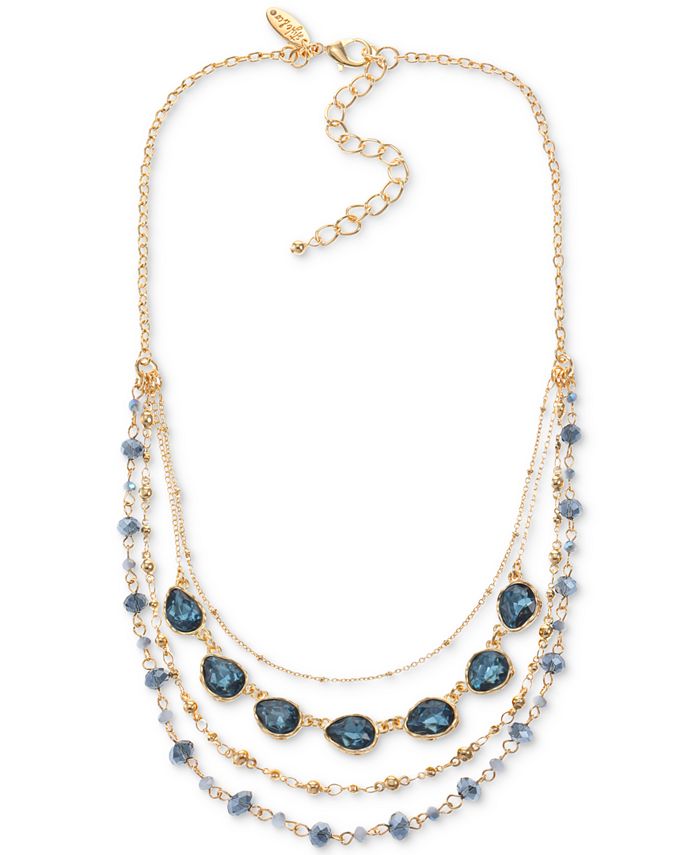 Style & Co Gold-Tone Color Stone & Bead Layered Strand Necklace, 17 ...